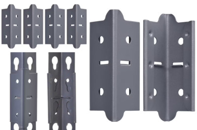 Steel Post Coupling Outer in Grey, 4 Couplers (4" H x 1.375" W x 1.375 ...