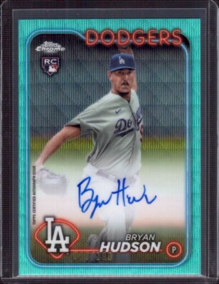 BRYAN HUDSON 2024 Topps Chrome Aqua Wave Refractor RC Autograph Auto ...