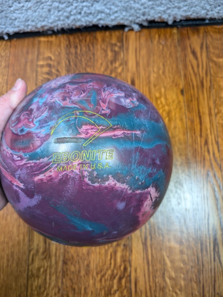Ebonite Bowling Ball Overtime Drilled 12lb Purple Pink Swirl Vintage | eBay