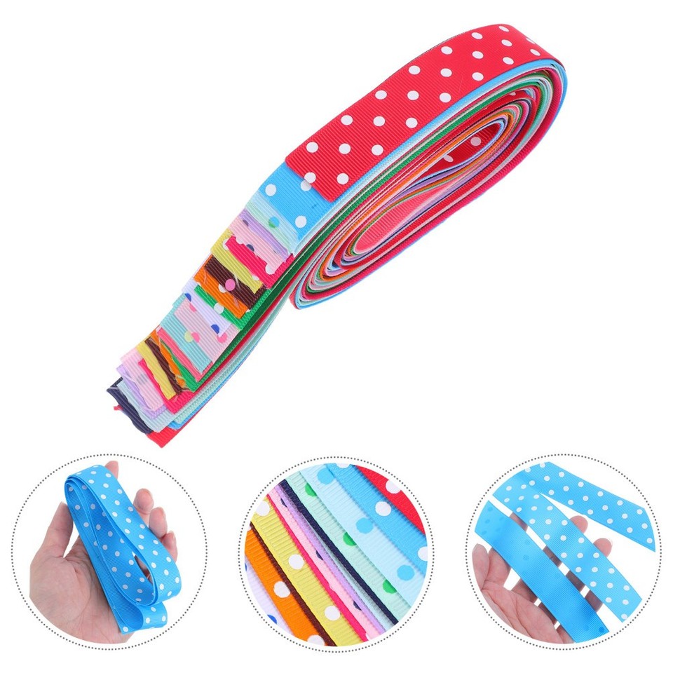 17 -Color Polyester Grosgrain Ribbon Printed Cotton DIY Bow Colored Dot ...