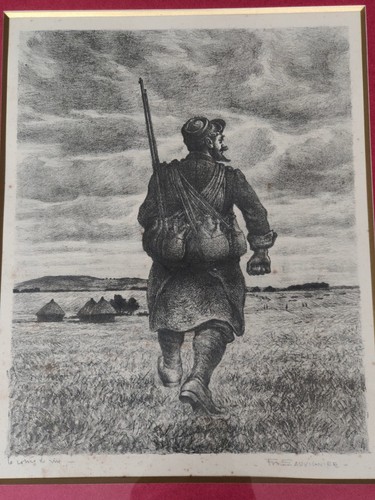 Dessin Soldat Poilus WW1 Signé de Frederic Sauvignier "la corvée de vin ...