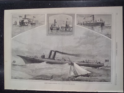 The New Mastless Steamship Meteor Harper's Weekly Print 1882 | eBay UK
