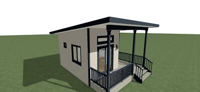 Tiny House Plans 228 square feet with front porch deck. | eBay