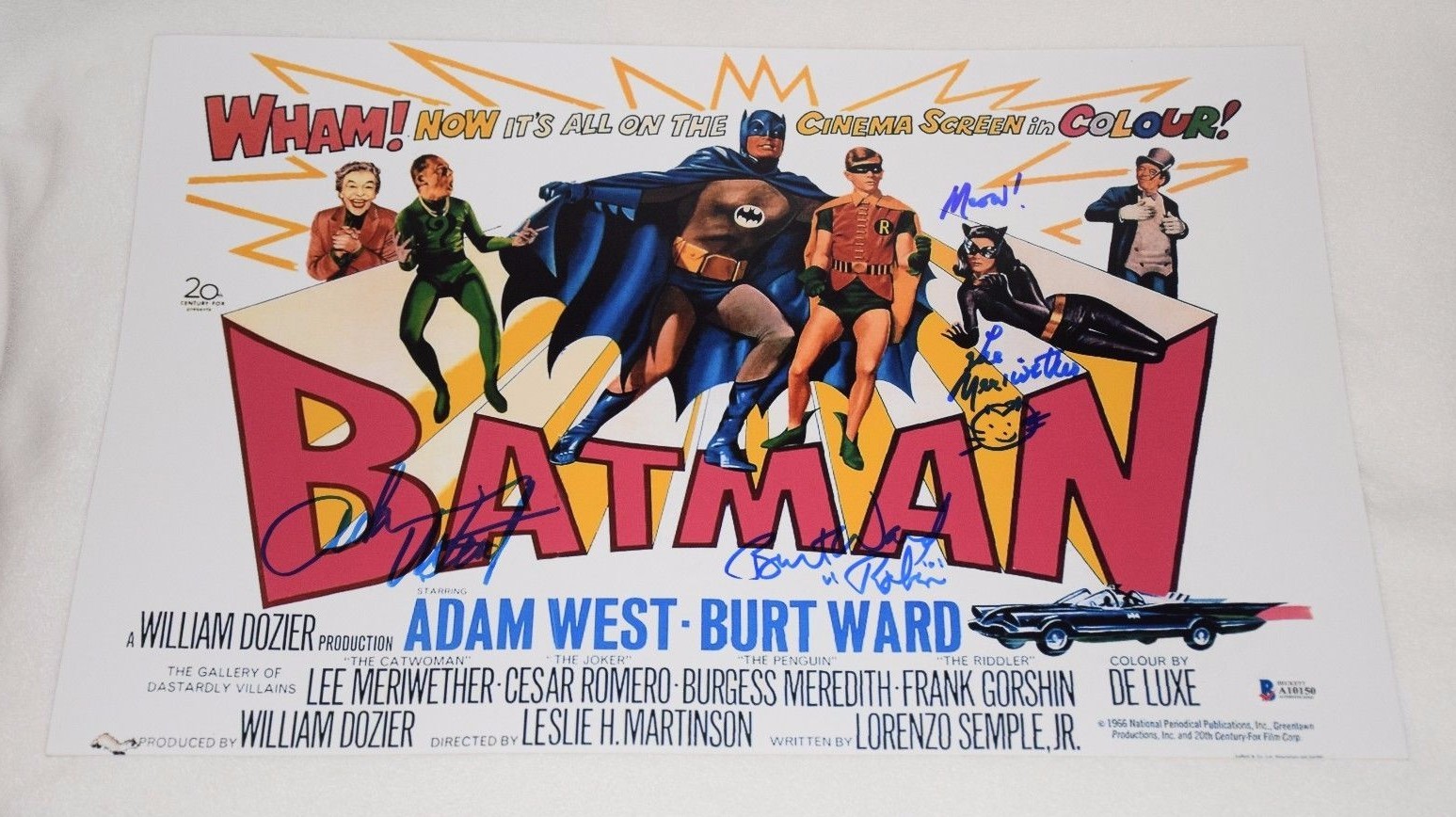 ADAM WEST, BURT WARD, LEE MERIWETHER SIGNED AUTOGRAPH 12x18 BATMAN ...