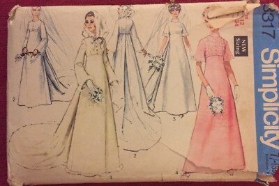 1960's Vintage Simplicity 8317 Wedding Dress with Hood Sewing Pattern ...
