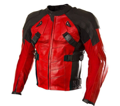 DEAD POOL Racing Motorbike Leather Jacket Mens Motorcycle Biker Leather ...