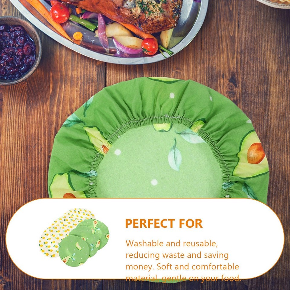 6 Pcs Elastic Reusable Fabric Bowl Covers Stretch Food Covers for ...