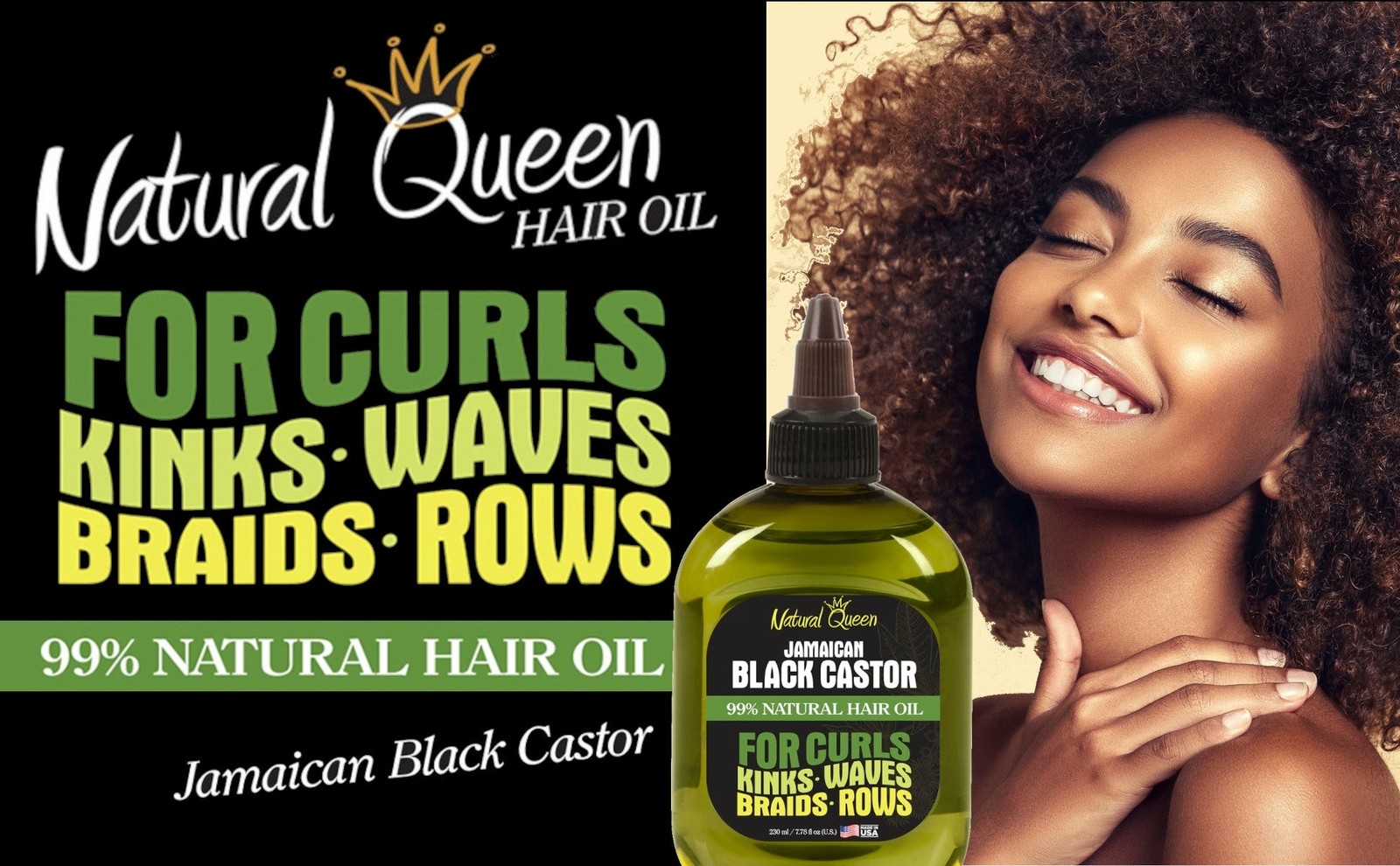 Natural Queen 99% Natural Jamaican Black Castor Hair Oil 7.78 oz. | eBay