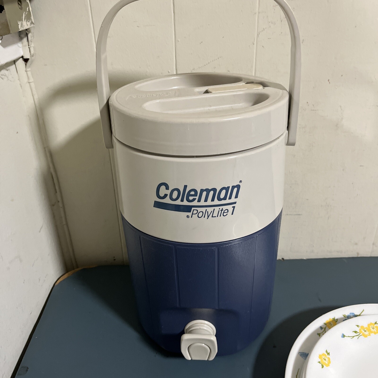 Vtg Coleman Polylite 1 Blue/White One Gallon Jug Dual Spout-Handle ...
