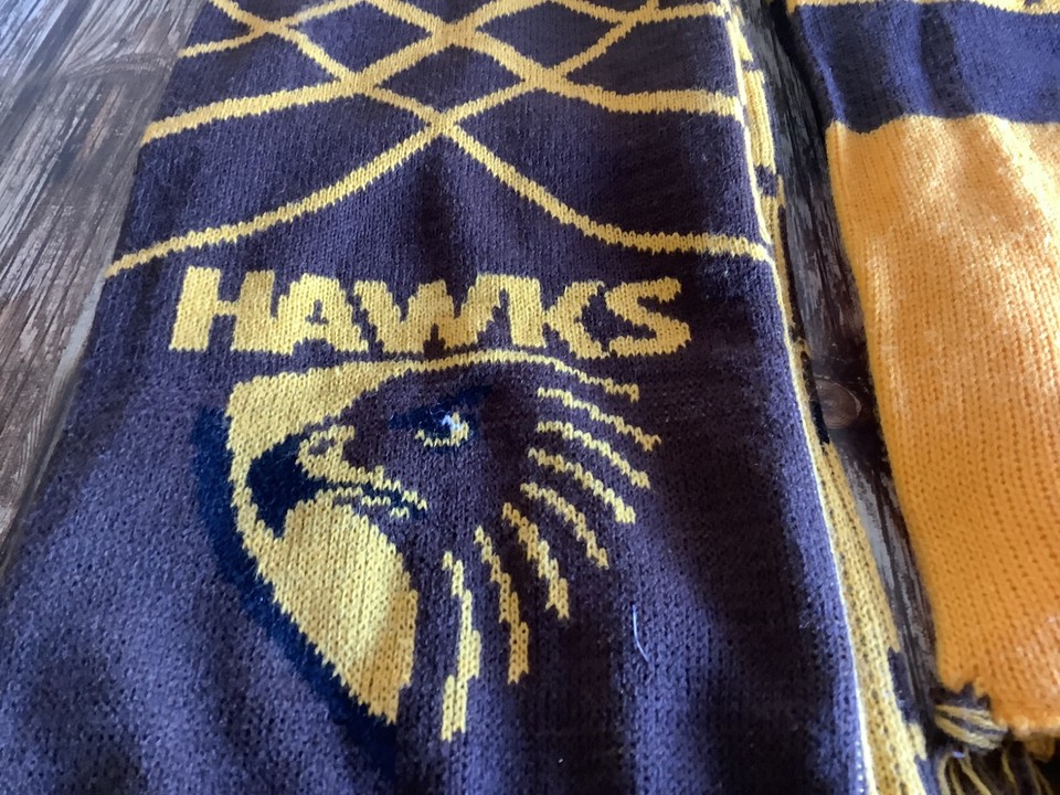 HAWTHORN HAWKS SCARVES SCARF SET OF TWO OFFICIAL AFL FOOTBALL ...