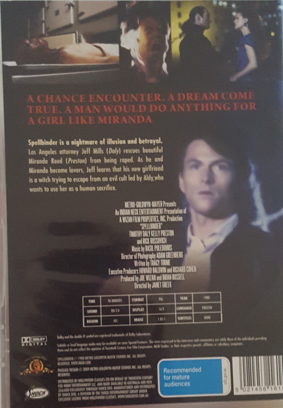 SPELLBINDER RARE DELETED OOP DVD MOVIE KELLY PRESTON, TIMOTHY DALY ...