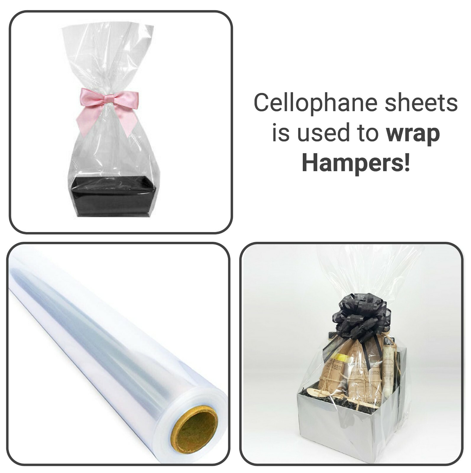 30M Clear Cellophane Wrapping Gift Paper Wedding Birthday Hampers Wrap ...