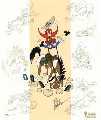 Yosemite Sam Two Ride Em Sam! WB Ltd E Animation Cel 750 Signed Friz ...