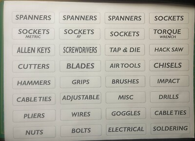 TOOLBOX LABEL stickers decals to Identify your workshop tools X32 | eBay UK