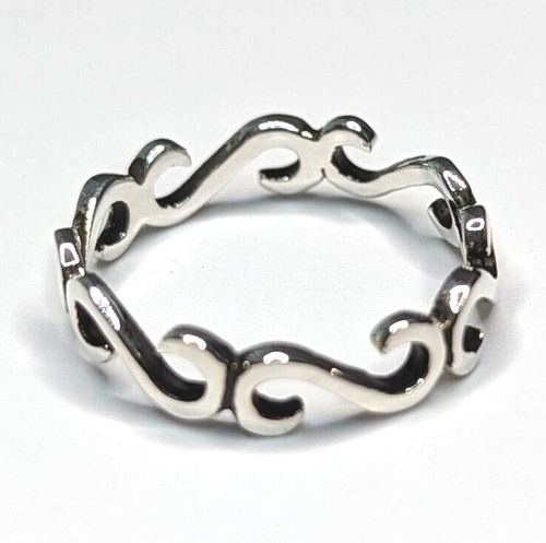 Sterling Silver Letter S Link Band Fashion Ring NEW | eBay