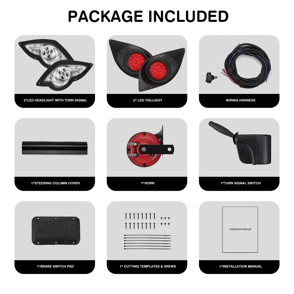 Yamaha G29 Golf Cart Light Kit Newly 12V LED Deluxe Street Legal Part ...