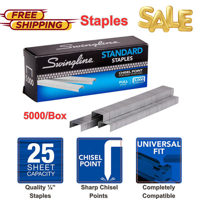 Standard 1/4Inch Staples, 5000 Total, Fits Most Staplers, Chisel Point ...