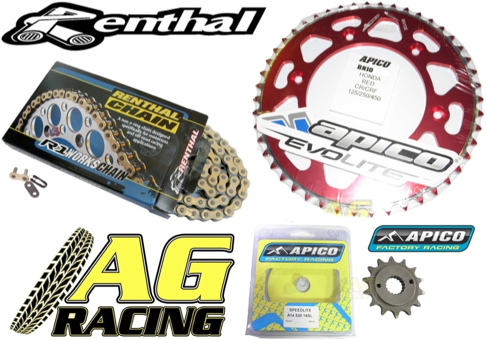 Honda XR 400 96-04 Renthal 520 R1 Chain Apico 13T 53T Rear Red Sprocket ...