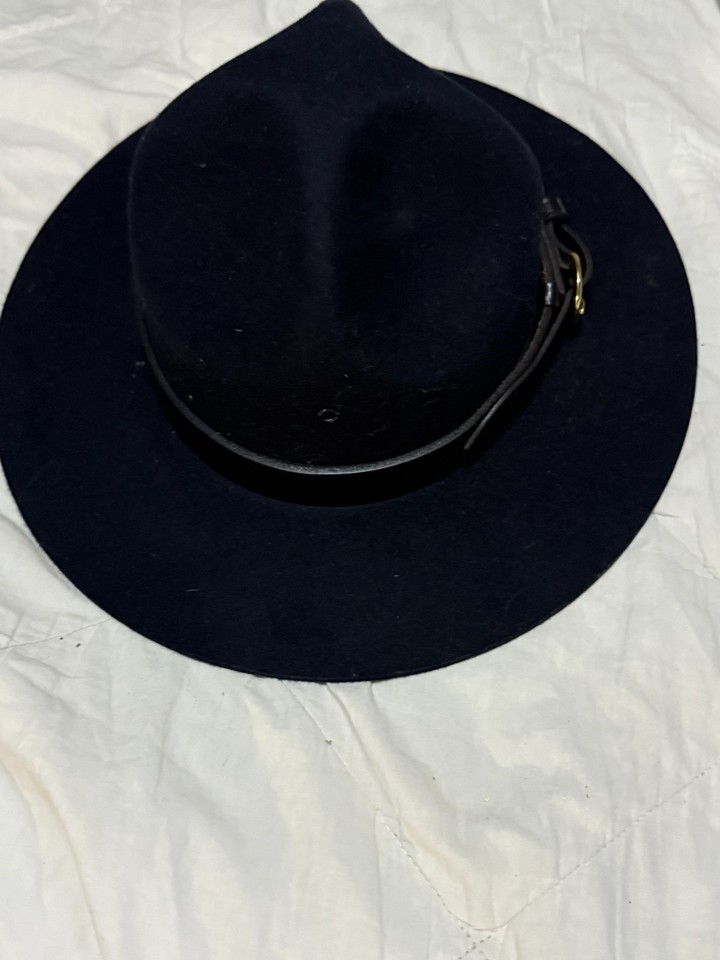 Stratton Unisex black Hat wide brim cowboy /trooper hat. Side buckle ...