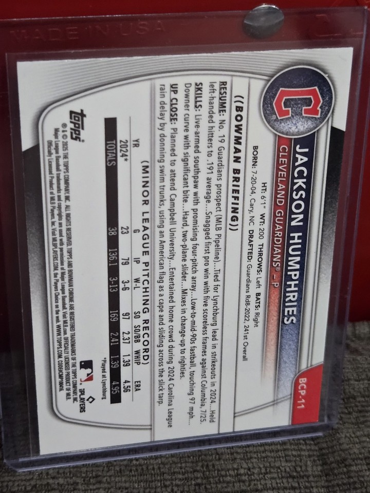 JACKSON HUMPHRIES 2025 BOWMAN CHROME 1ST MINI DIAMOND REFRACTOR | eBay