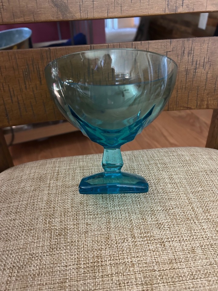 Vintage Hazel Atlas Capri Colonial bowl Azure Blue square base 5in height | eBay
