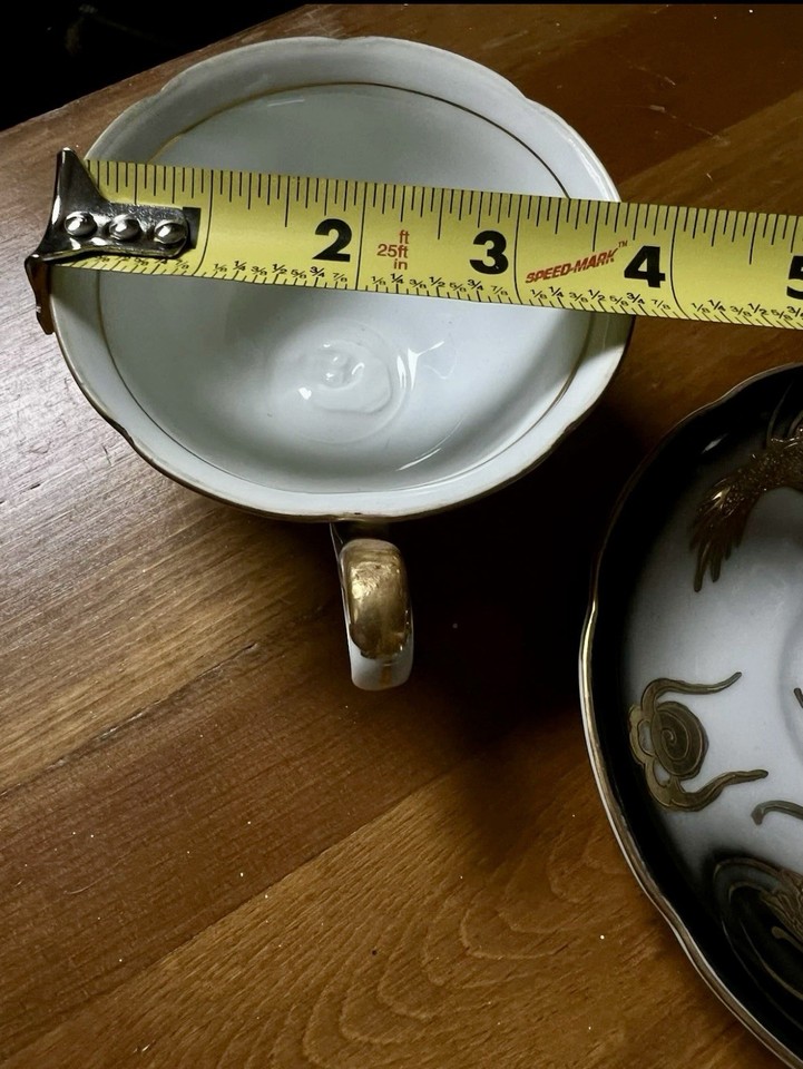 VTG Japanese Lithophane Dragonware Teacup & Saucer Set~Black/Gold ...