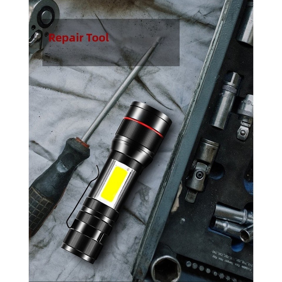 USB LED Flashlight USB Rechargeable Adjustable Zoom Focus Tail Magnet ...