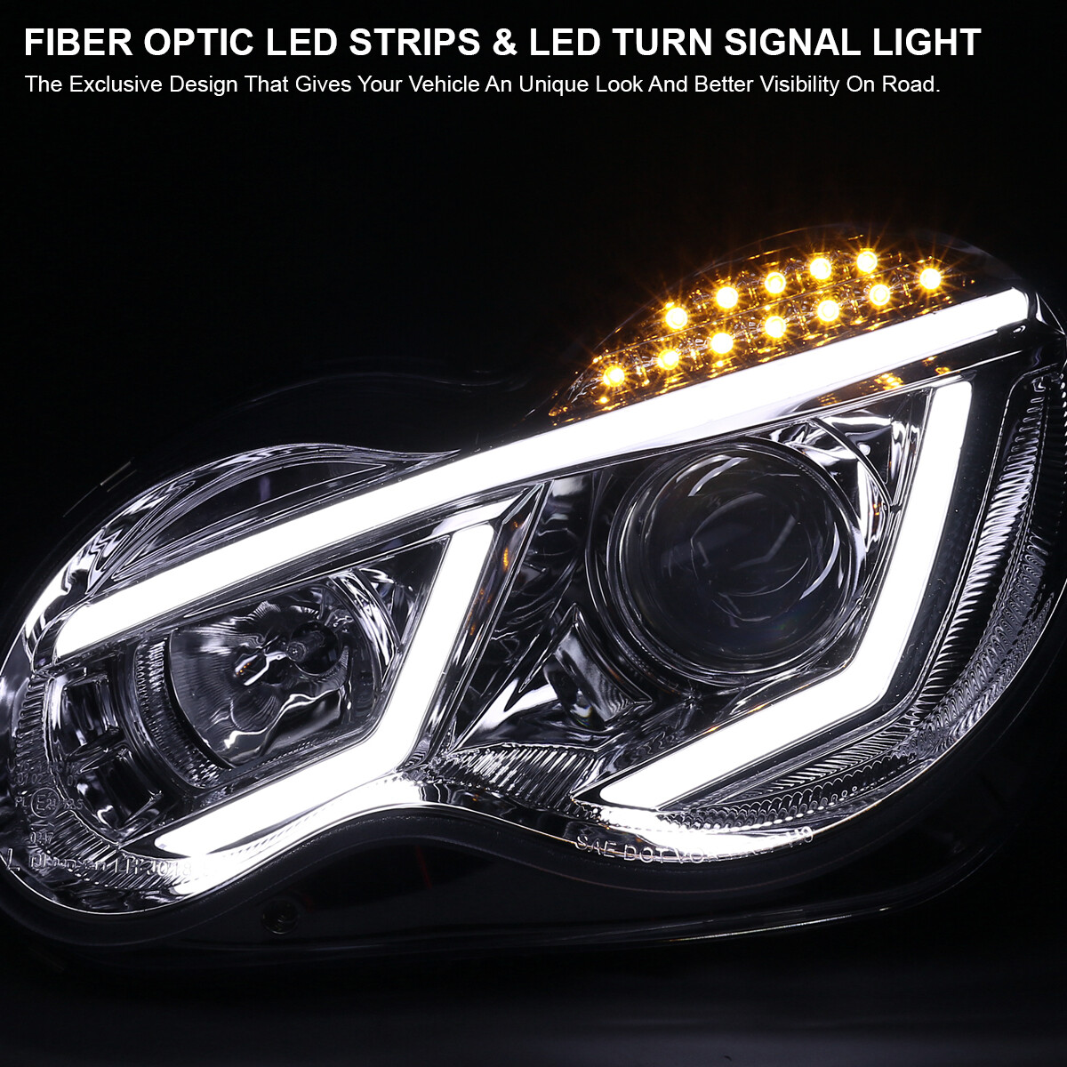 Fits 2001-2007 Mercedes Benz W203 C-Class LED Strip Signal Projector ...