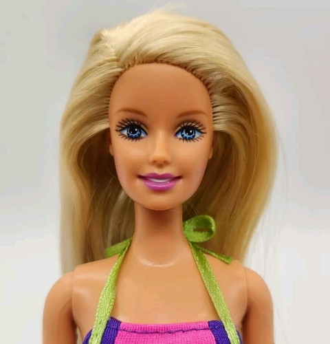 2000 Mattel Barbie Surf City Blonde Doll - Pink & Purple Swimsuit | eBay