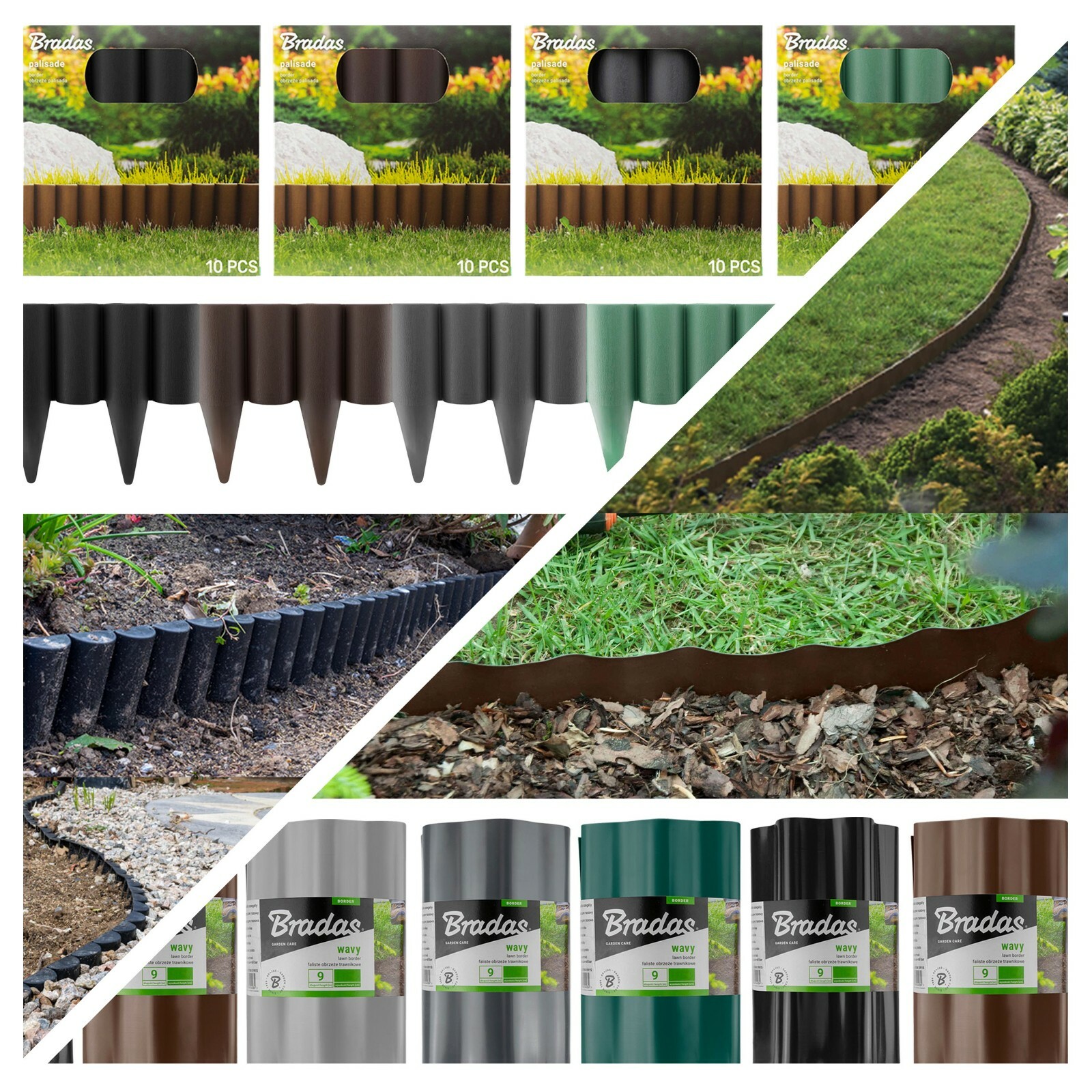 LAWN EDGING, Garden Wall Border Fence Separator Path Breaker, 2 Types ...