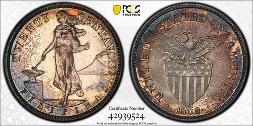 US/Philippine 1908 Twenty Centavos Proof PCGS PR 62 (500 Mintage) | eBay