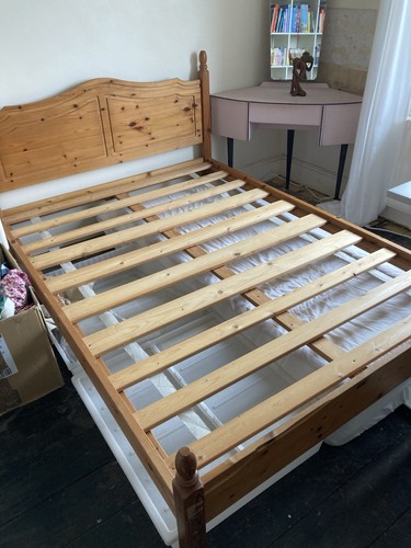 Solid Pine Double Bed Frame. No Mattress. Used Condition | eBay UK