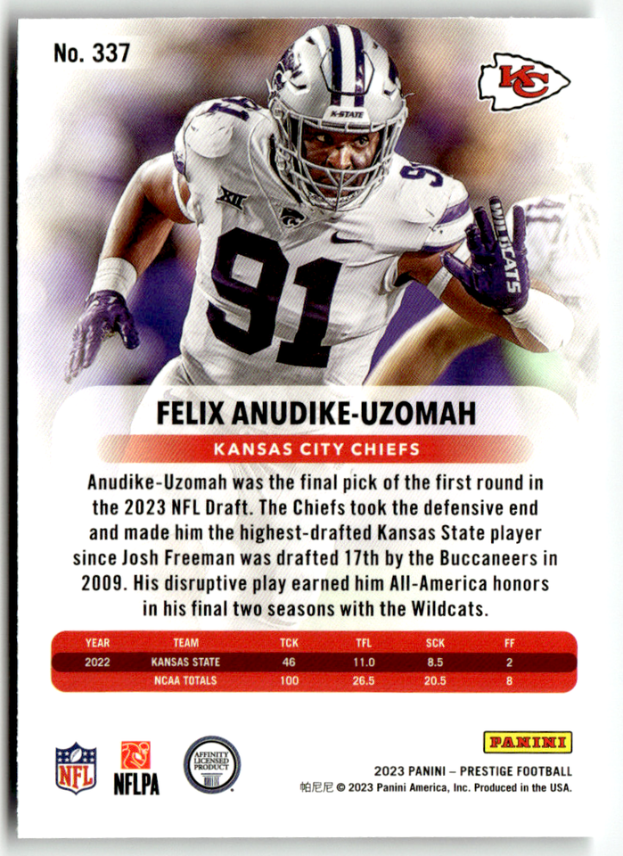 Panini 2023 Prestige NFL No. 337 Felix Anudike-Uzomah Rookie Xtra ...