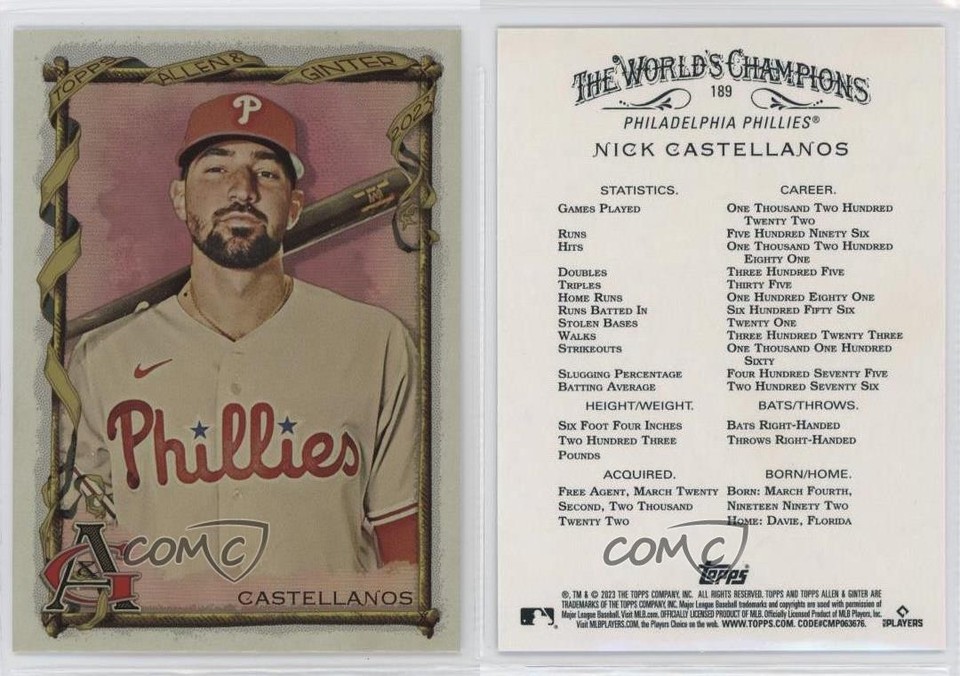 2023 Topps Allen & Ginter Hot Box Silver Portrait Nick Castellanos #189 ...