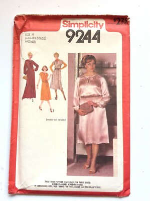 Simplicity 9244 Women's Pullover Dress Or.(see details) Size 46 & 48 ...