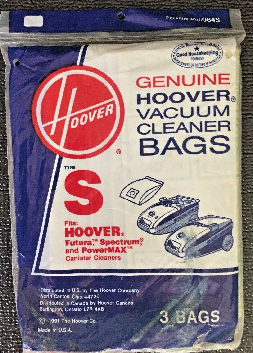 Hoover genuine vacuum cleaner bags Type S Standard Bags Pkg of 3 ...