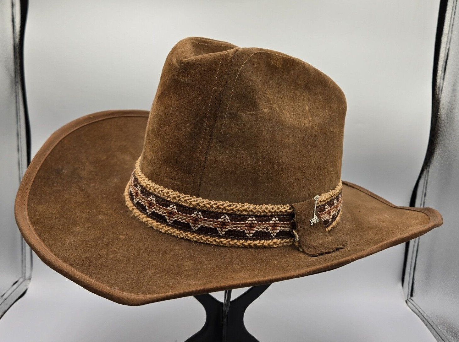 Stetson Cowboy Hat Brown Suede Leather Braid Band Wit… - Gem