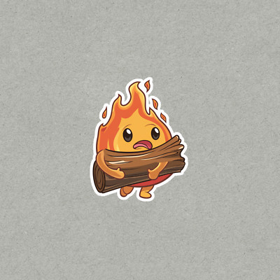 Cute Cartoon Flame Character Sticker - Funny Fiery Mascot Decal #4533 ...