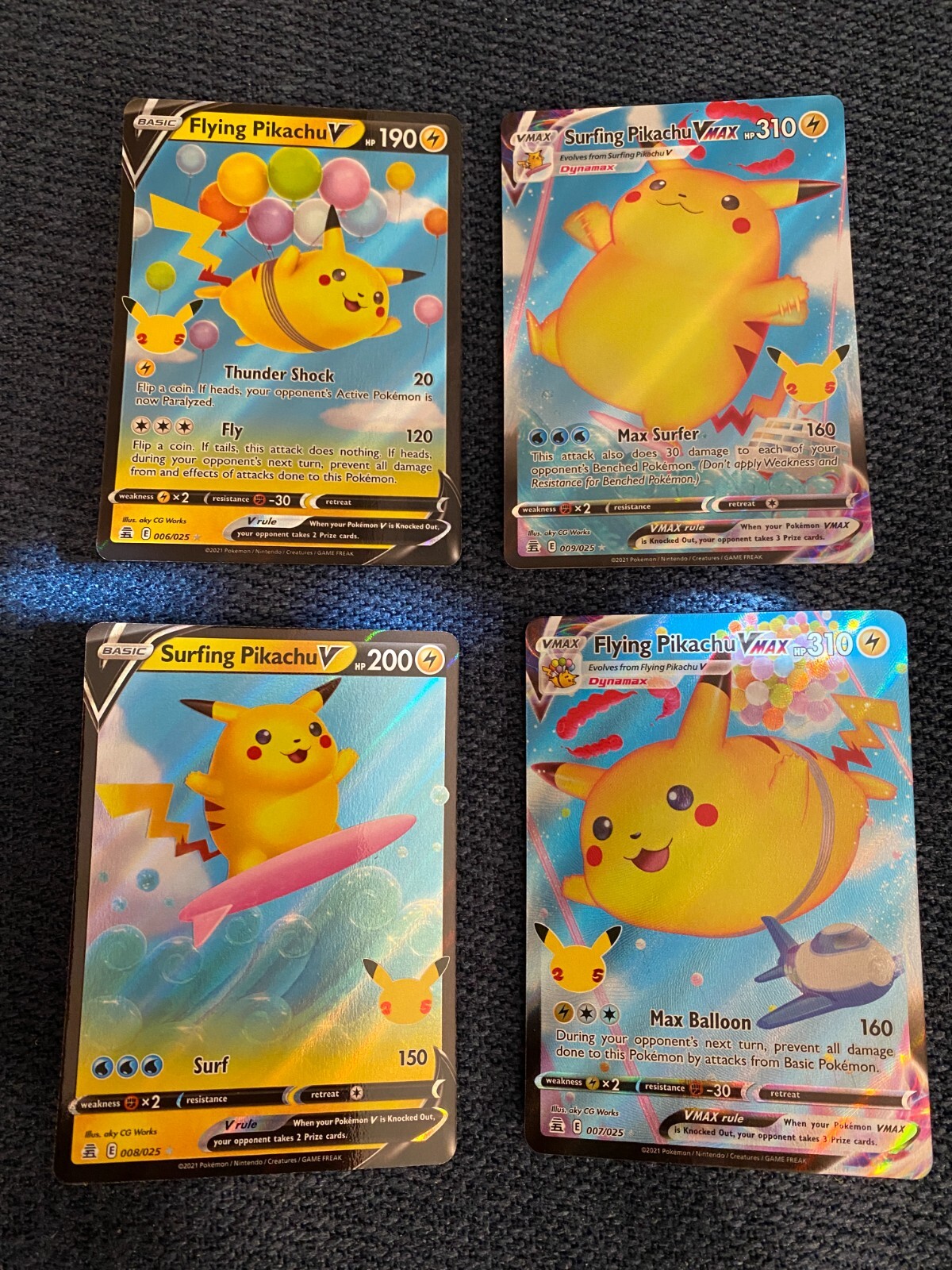 Flying / Surfing Pikachu V & VMAX Celebrations Pokemon 4 Card Set | eBay