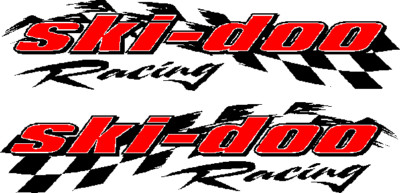 Ski-doo racing checkered flag snowmobile 2 sticker decal set 11" x 48 ...