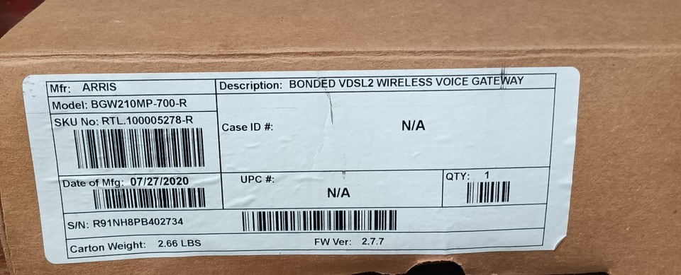 WOW!! AT&T~ ARRIS BGW210MP 700 R Bonded VDSL2 WIRELESS Voice Gateway ...