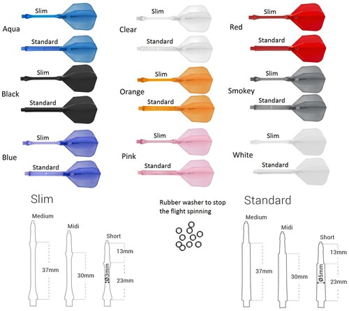 Harrows CLIC System - Dart Flights and Stems - Choose from 9 Colours ...