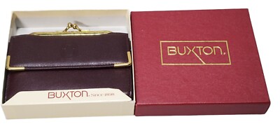 Vintage Buxton Wallet Coin Purse Burgundy Leather In Box | eBay