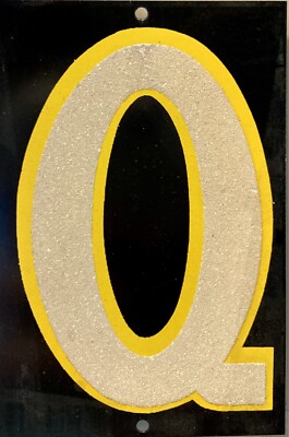 Reflective House Letters “Q”-Vintage NOS,New Metal Alphabet w/Yellow ...
