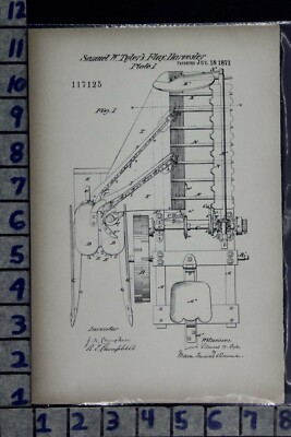 1871 TYLER TROY NY FLAX SEED PULLER PROCESSOR FARM AG PATENT LITHO ...