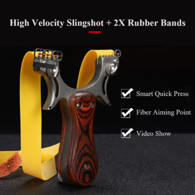 Stainless Steel Slingshot Catapult with Flat Rubber Band & Aiming Point ...