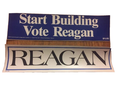 2 Vintage President Ronald Reagan Presidential Campaign Bumper Stickers ...