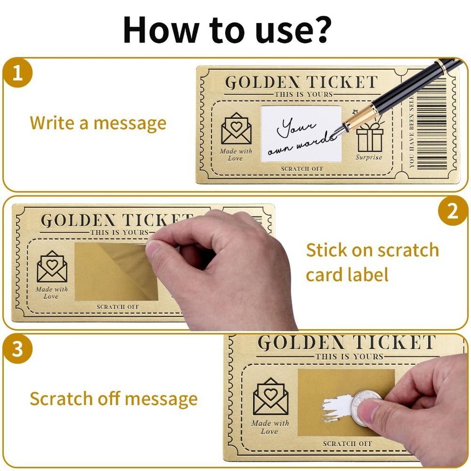 Scratch Off Ticket Golden Ticket Scratch-off Card for Kids Women Men | eBay