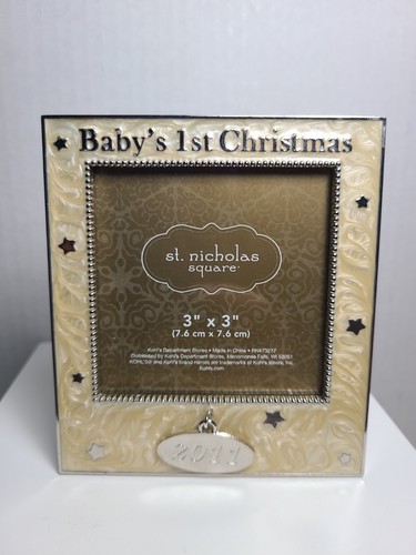 2011 St Nicholas Square Baby's First Christmas Tan Enamel Photo Picture ...