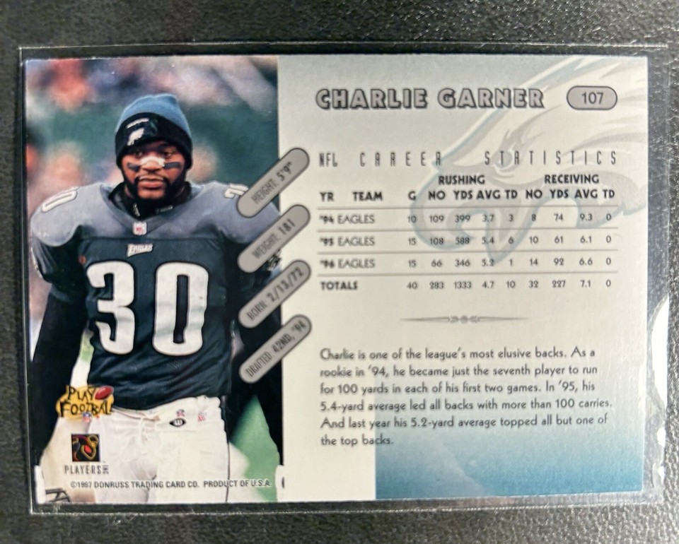 1997 Donruss #107 Charlie Garner NFL Philadelphia Eagles | eBay